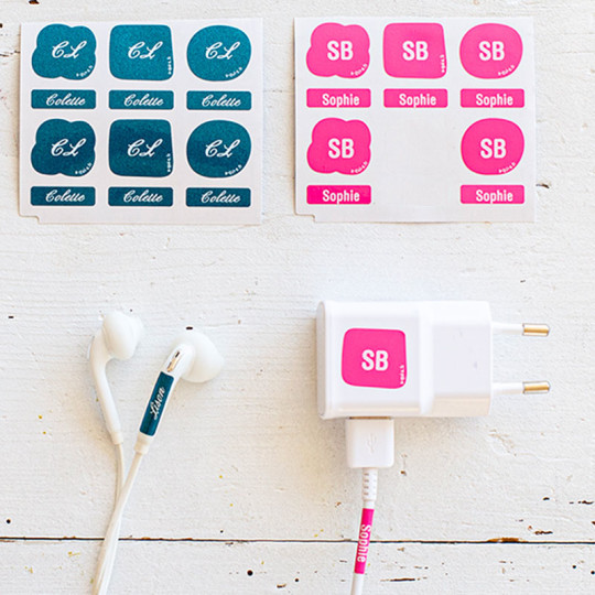 Stickers to label, with a first name or initials, all your belongings