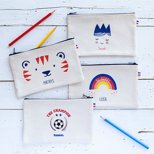 Trousse personnalisée en coton et fermeture zippée - A-qui-S