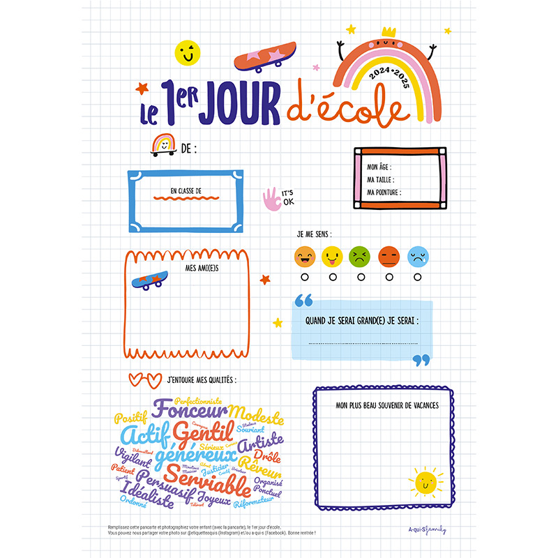 Ma pancarte Le premier jour d'école - Rentrée 2024-2025 - GRATUIT