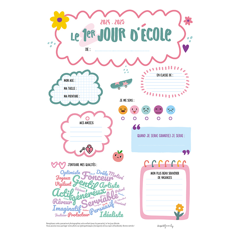 Ma pancarte Le premier jour d'école - Rentrée 2024-2025 - GRATUIT